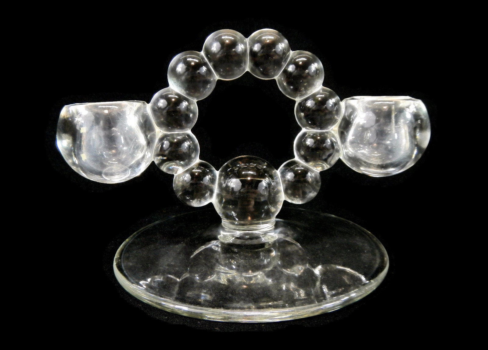 Vintage Clear Glass Double Candlestick Holders, Pair - Imperial ...