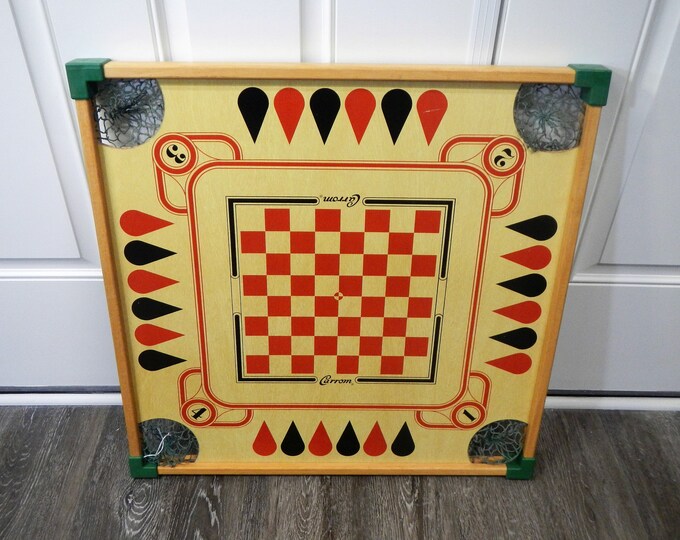 Vintage Carrom Wood Game Board, Sticks & Pieces - # 108P, Merdel, 1961 ...