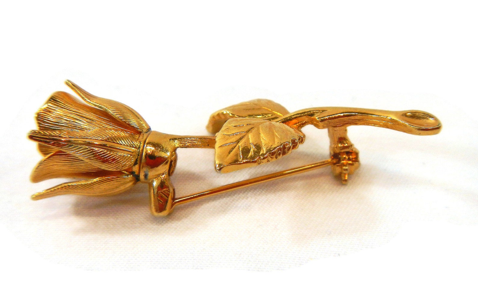 Vintage Giovanni Rose Brooch Pin Gold Tone 1.75 Long | Etsy