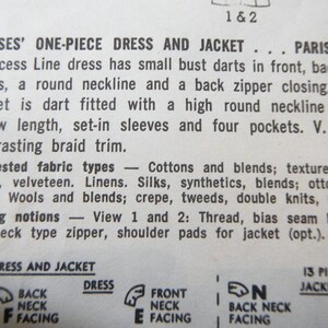 Vintage Simplicity Sewing Pattern 5312 Misses' One-piece Dress, Jacket ...