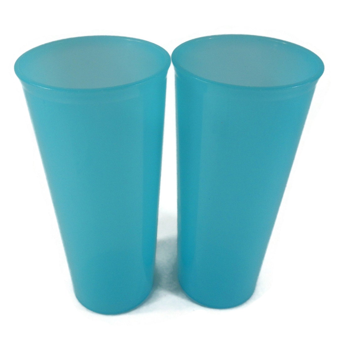Vintage Tupperware Tall Tumblers or Cups - Set of 2, Aqua Blue, #5107 ...