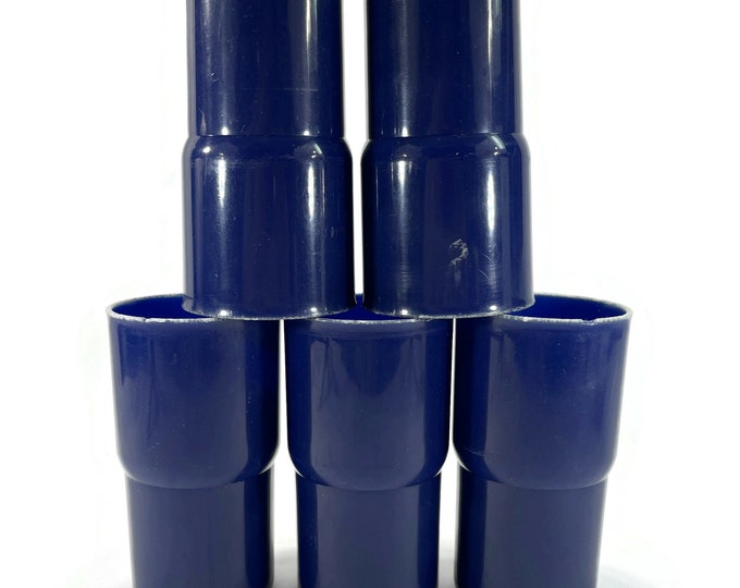 Vintage Tupperware Tumblers, Set of 5 - Navy Blue, 12 Oz, #2412, Wear ...