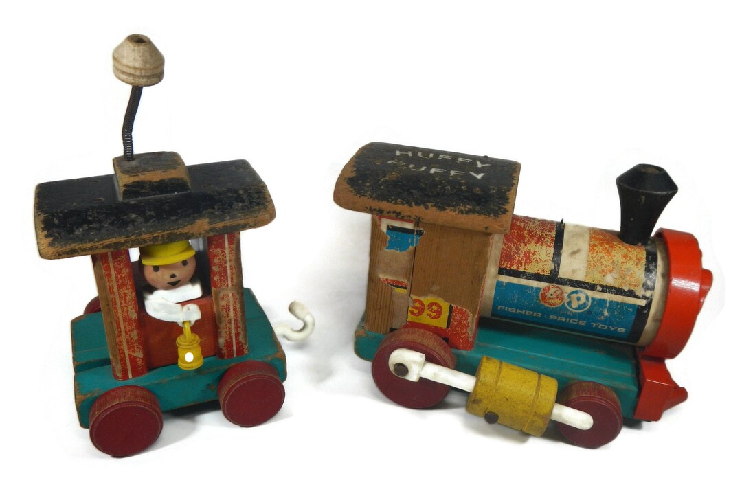 Vintage Fisher Price Huffy Puffy Train Cars - Caboose, Engine - 1963 ...