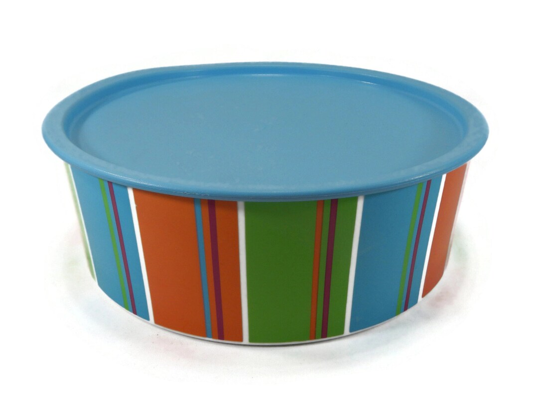 Vintage Tupperware Shallow Cookie Canister & Lid Striped - Etsy