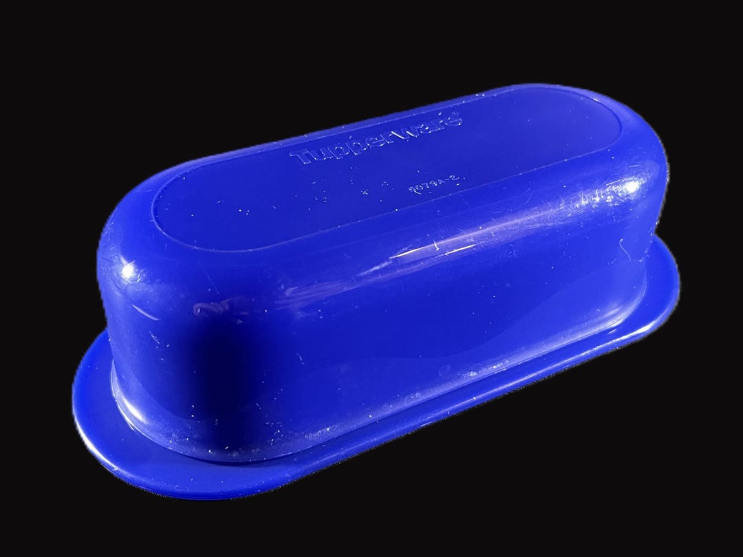 Vintage Tupperware Impressions Butter Dish/tray, Lid - Dark Cobalt Blue ...