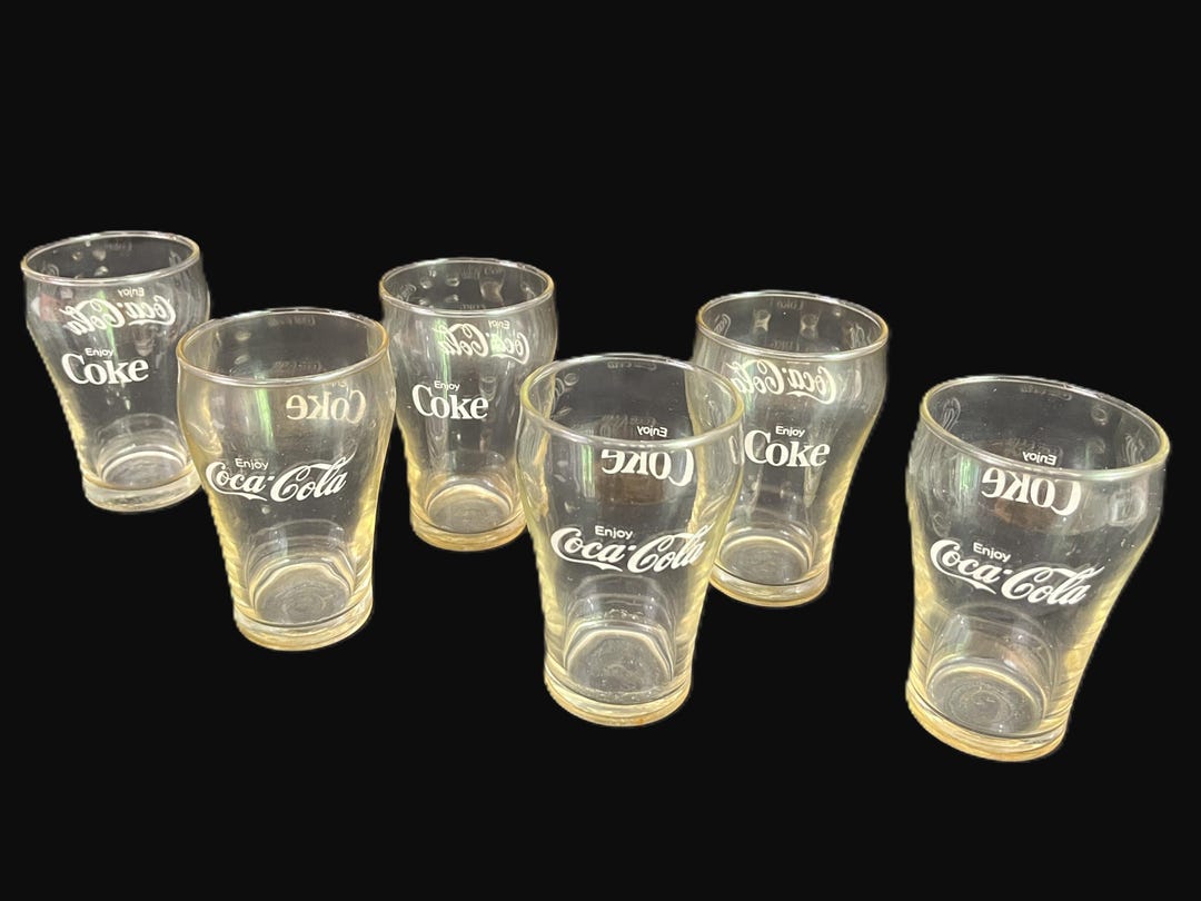 Vintage Small Coca-cola Glasses - Set of 6, Clear, 6 Oz - 1970s ...