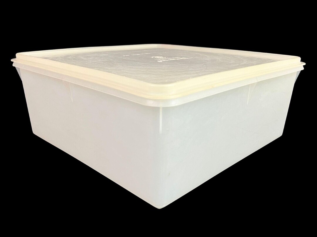 Vintage Tupperware Square Keeper Container & Lid - #166, Sheer, Large ...