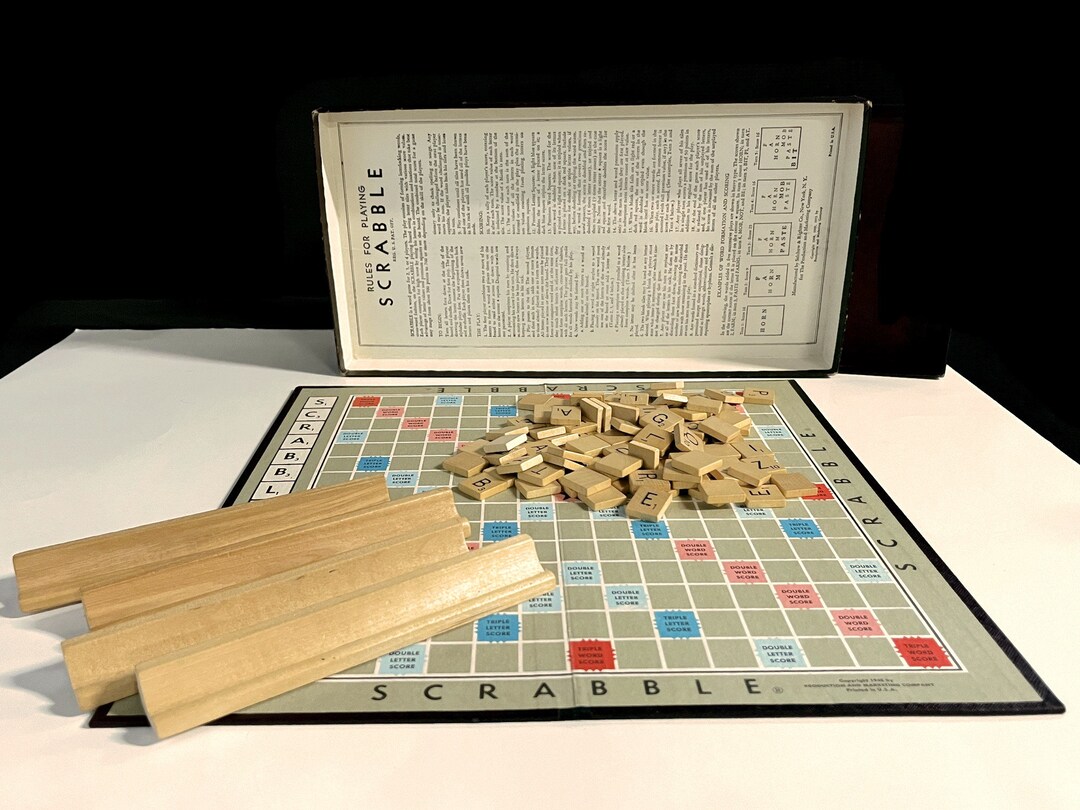 Vintage Scrabble Board Game Selchow & Righter, 1953 Wood Tiles, Classic ...