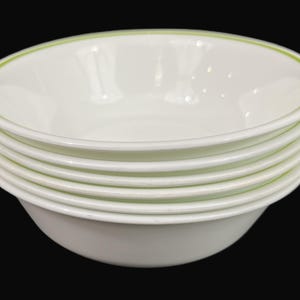 Vintage Corelle Green Rim Cereal or Soup Bowls - Meadow, Set of 6 or 3 ...