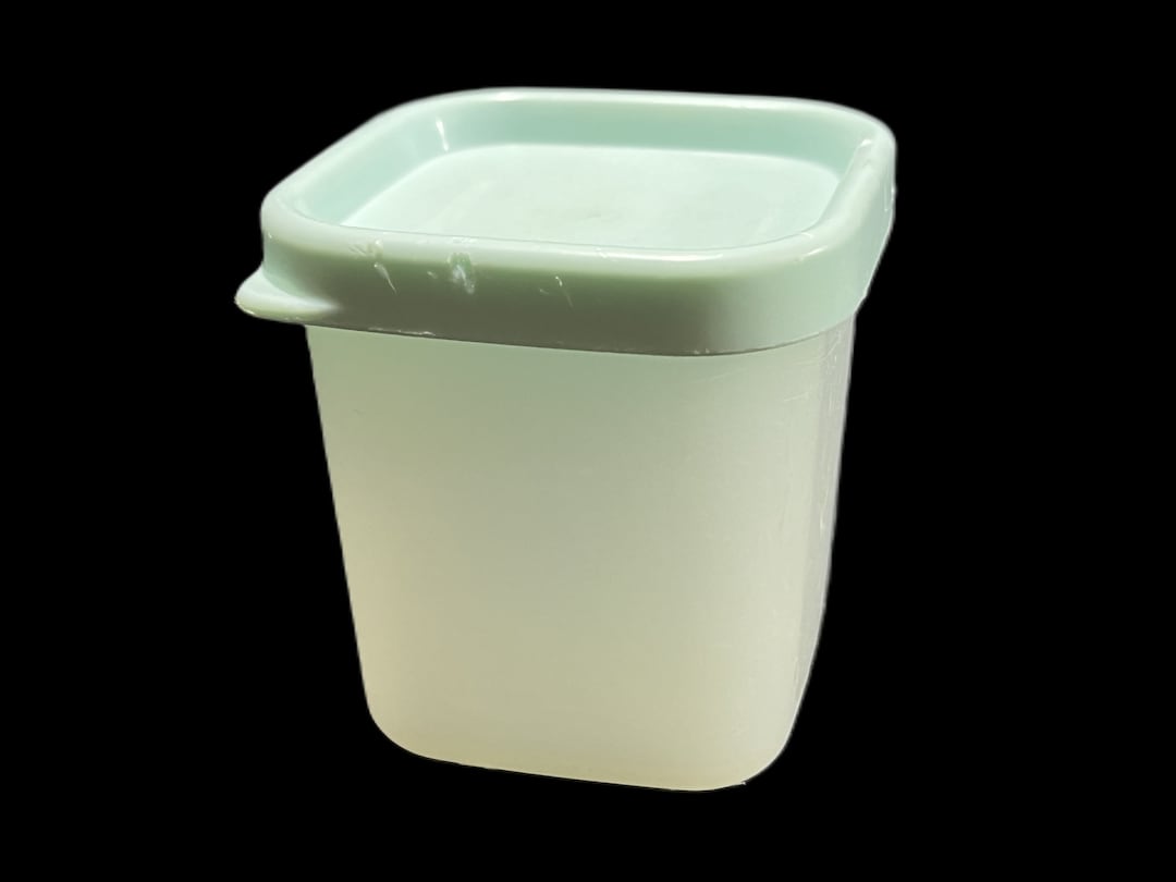 Vintage Tupperware Mini Fridge Square Container, Lid - Sheer, Mint Blue ...