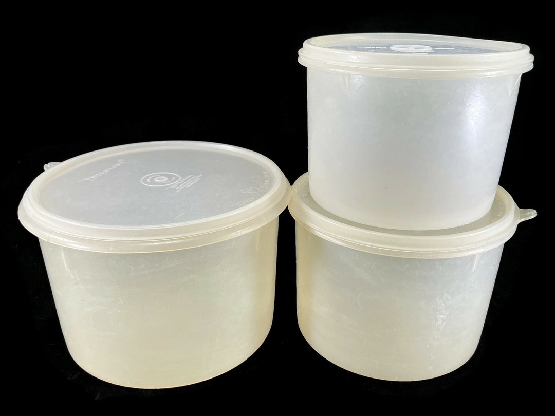 Vintage Tupperware Canister Set, Lids Set of 3, Sheer, Round, Nesting ...