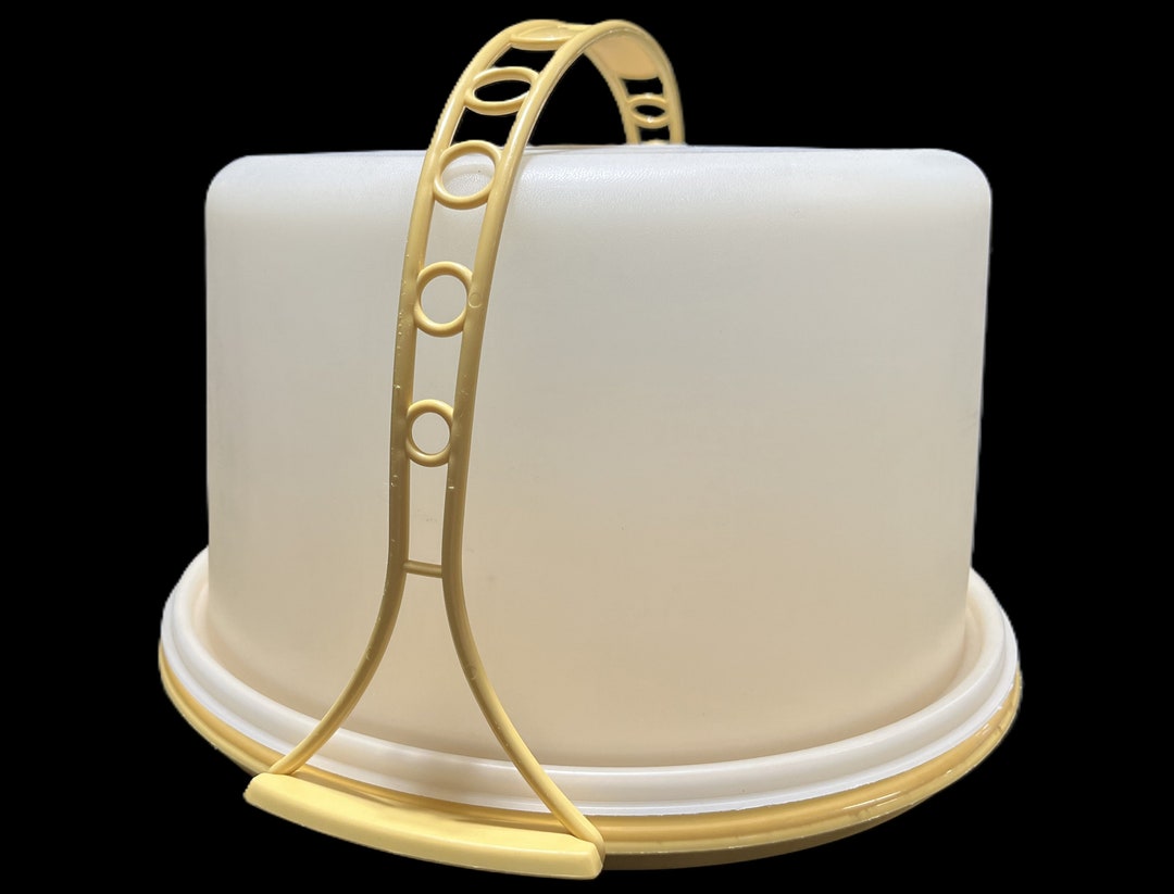 Vintage Tupperware 3pc Round Cake Taker, Handle 684, Harvest Gold ...