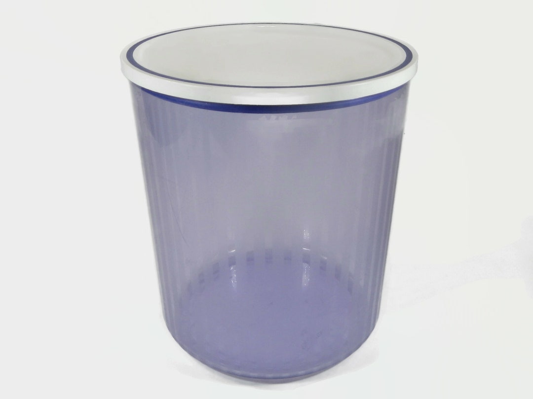 Vintage Tupperware Acrylic Canister, Lid - Sheer Blue, Frosted Vertical ...