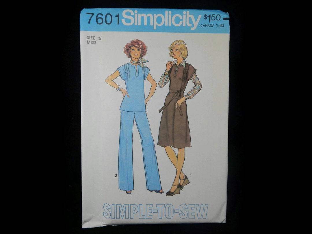 Vintage Simplicity's Sewing Pattern 7601 - Misses' Pullover Dress ...