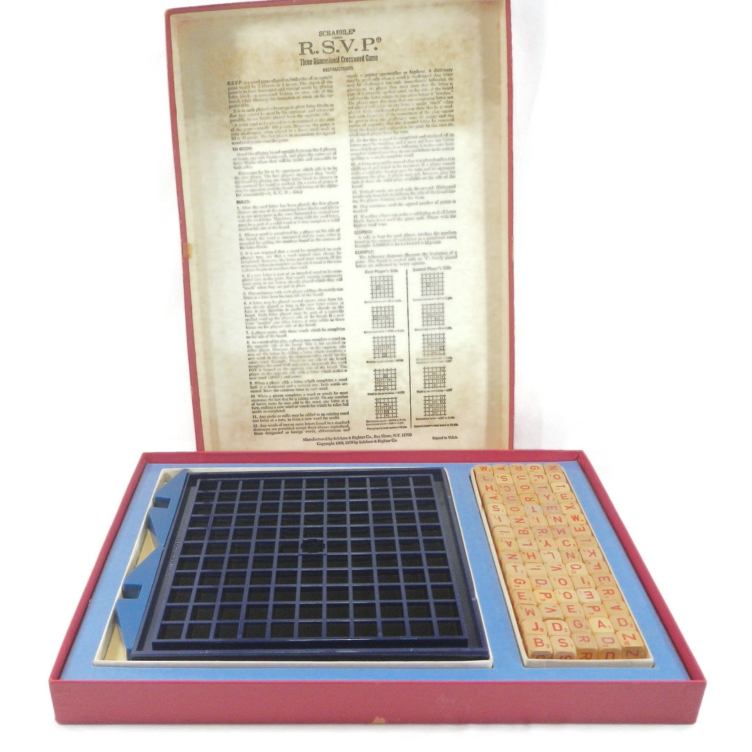 Vintage Scrabble RSVP Board Game- 3-dimensional, Selchow & Righter ...