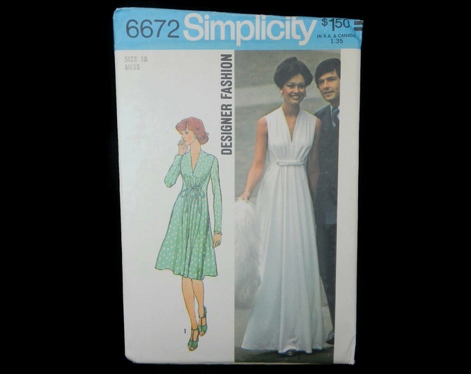 Vintage Simplicity Sewing Pattern 6672 Misses' Dress in 2 Lengths, Plus ...