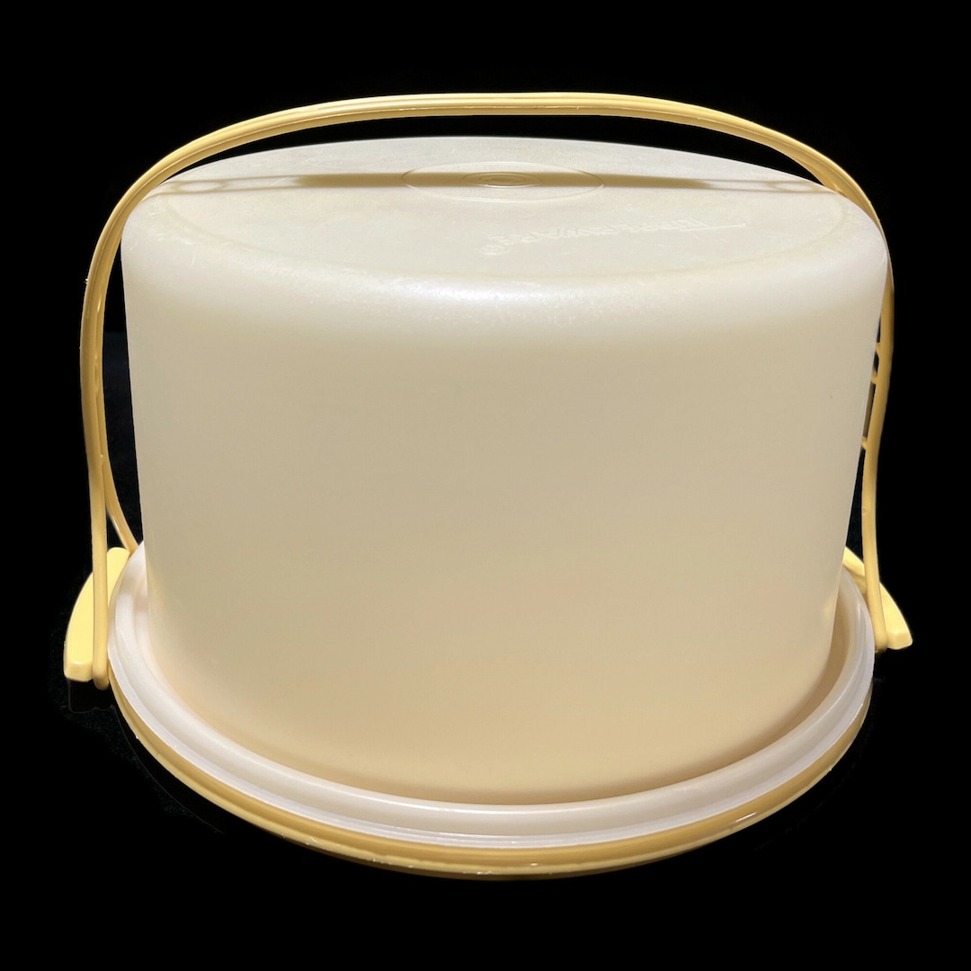 Vintage Tupperware 3pc Round Cake Taker, Handle 684, Harvest Gold ...