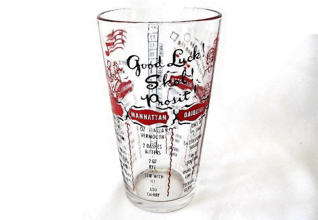 Vintage Federal Cocktail Mixer Glass Shaker With Recipes - Etsy