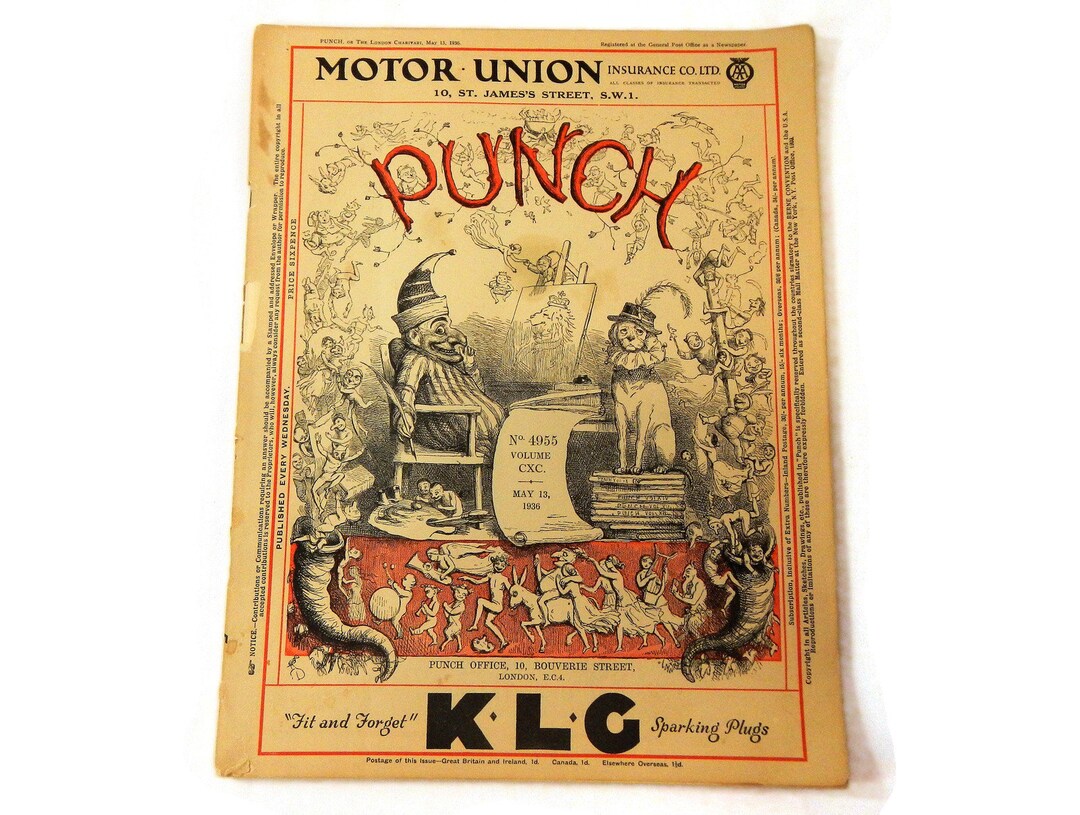 Antique Punch Newspaper, May 13, 1936 - #4955, London Charivaro, Vol ...