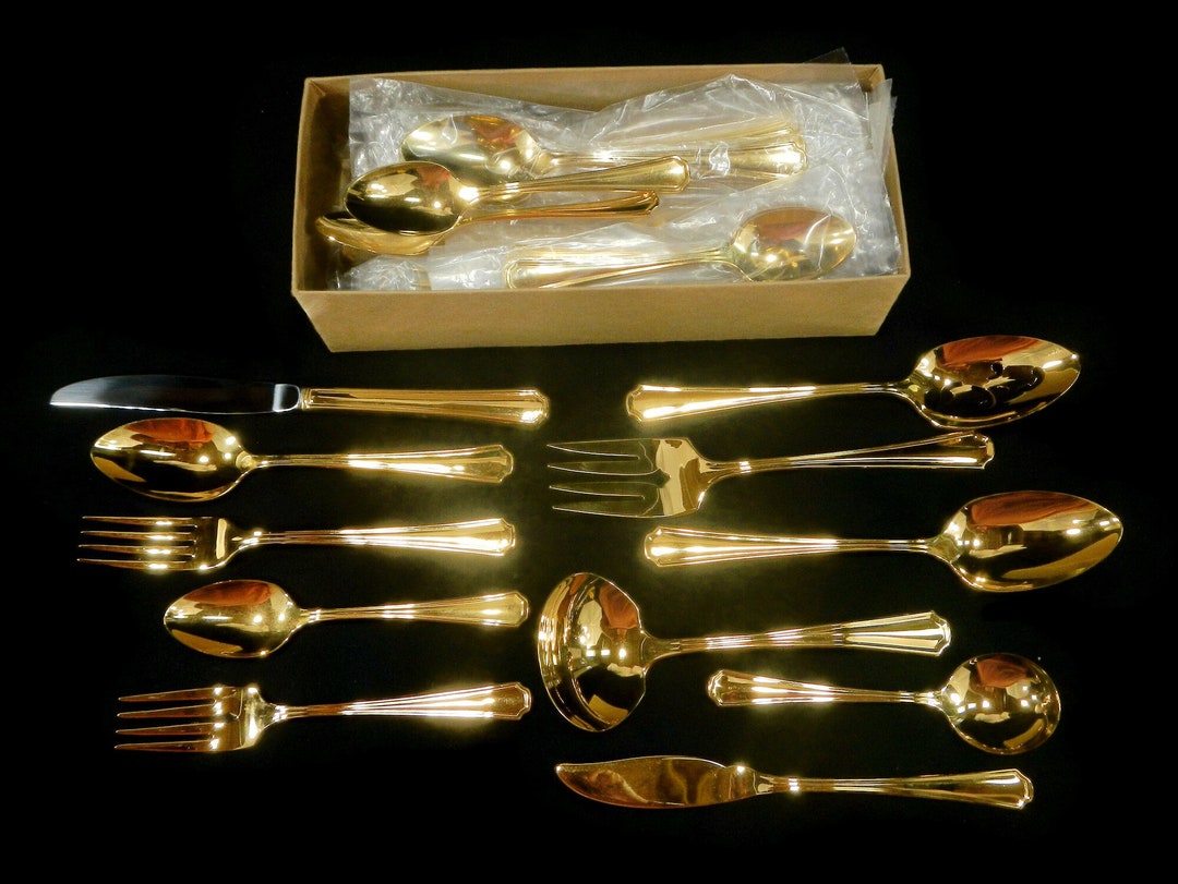 Vintage Oneida Flatware Set Golden Clairhill 982, Service for 8, 46 Pcs ...