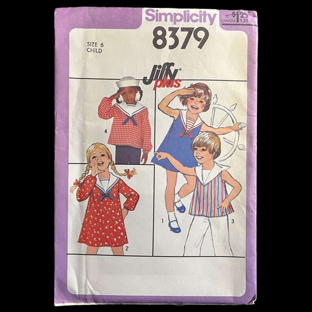 Vintage Simplicity Sewing Pattern 8379 - Girls' Pullover Dress or Top ...