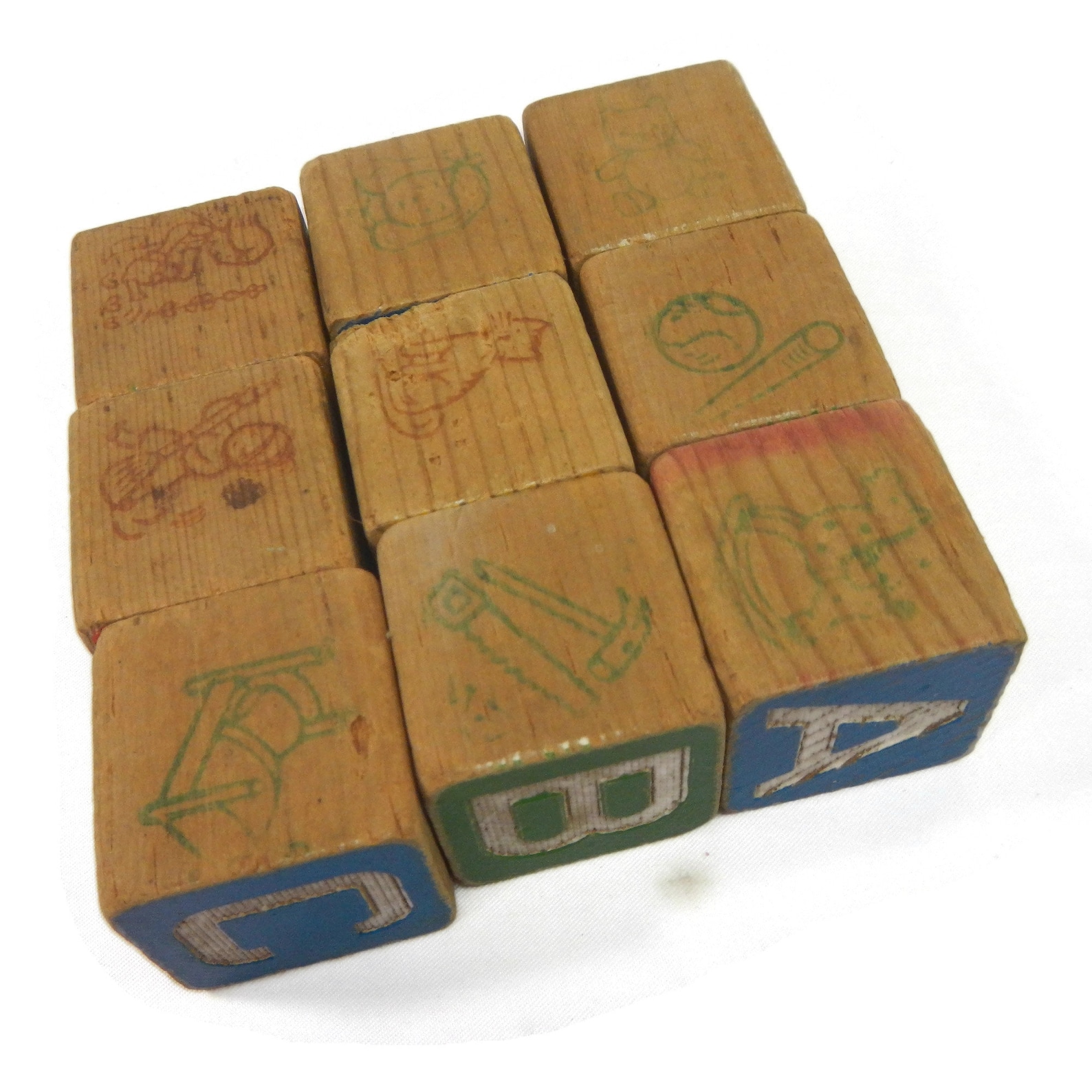 Vintage Disney Wooden Building Blocks - 1.25" Sq, Set of 9, 1940s-1960s ...