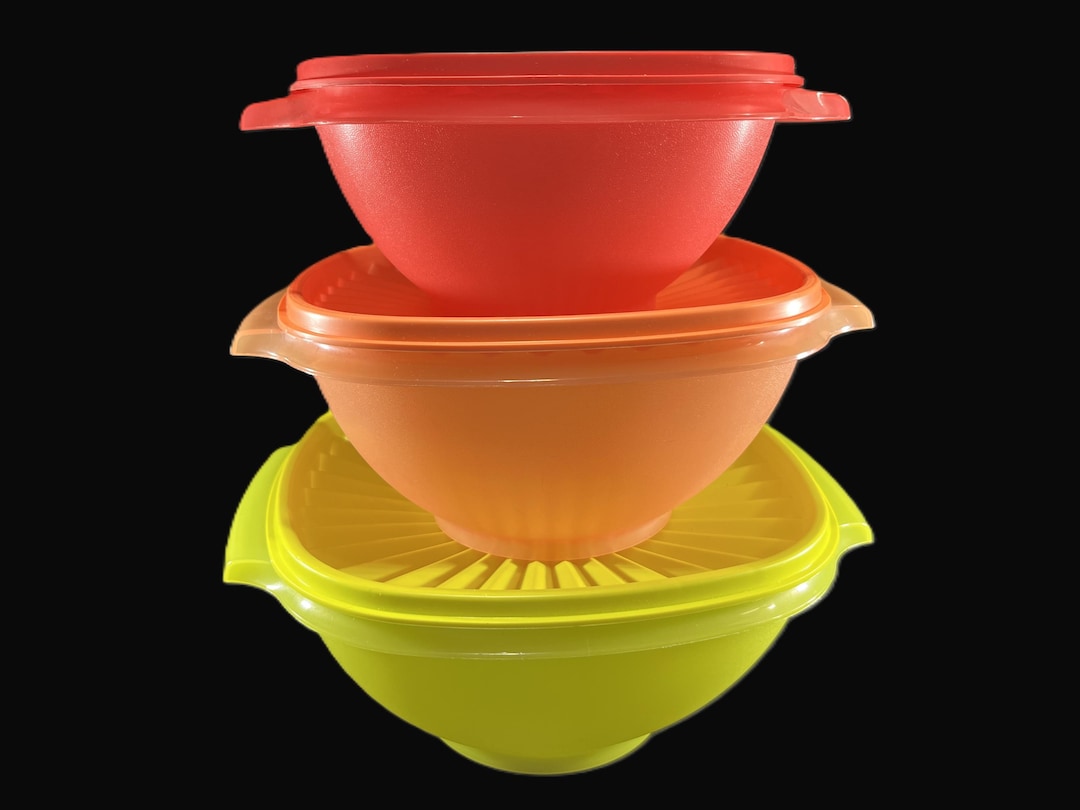 Vintage Set of 3 Tupperware Servalier Bowls, Lids- 8" #836 Chartreuse ...