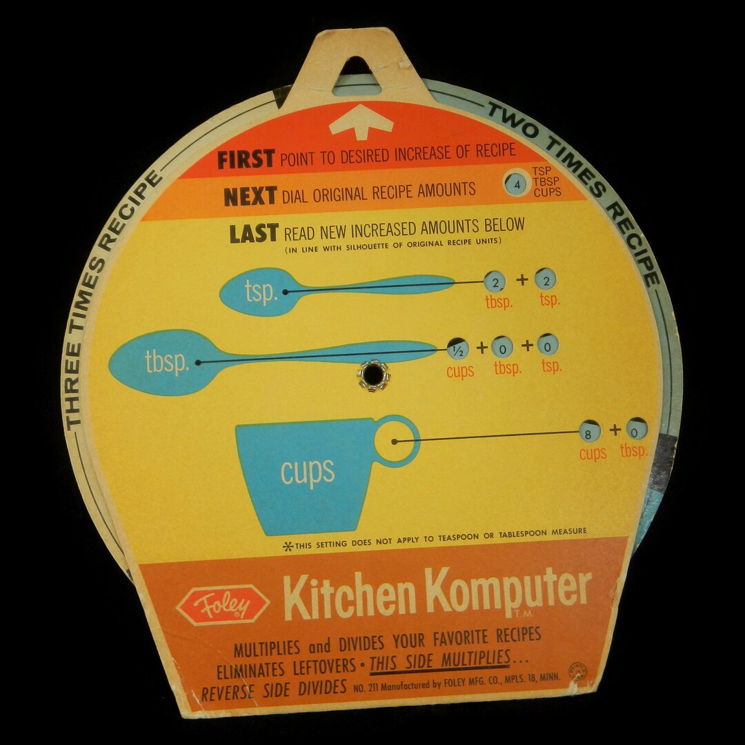 Vintage Foley Kitchen Komputer - Recipe Converter, #211, 1963 - Cooking ...