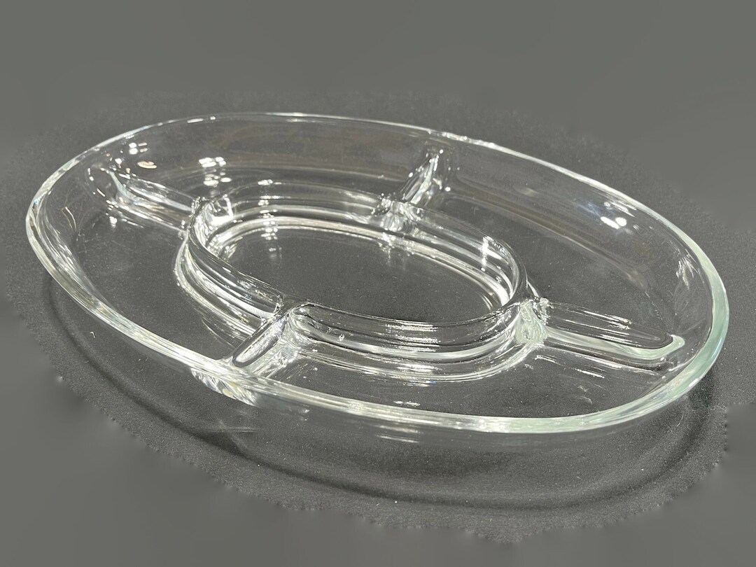 Vintage Oval Relish Dish - Clear Glass, Divided Dish, 5 Section - 1980s ...