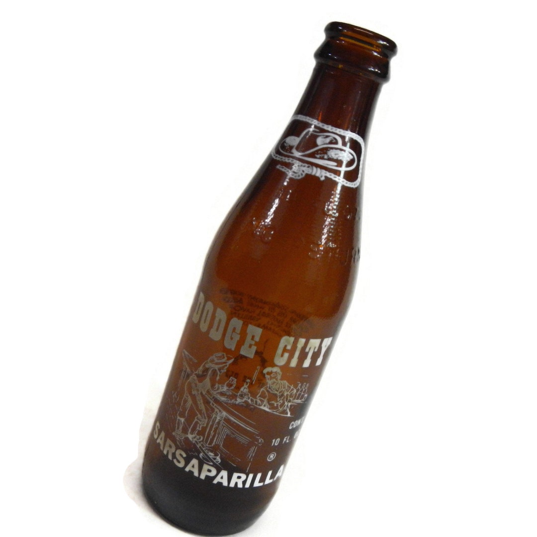 Vintage Dodge City Sarsaparilla Soda Bottle - 10 Oz., Amber, Old Wild ...