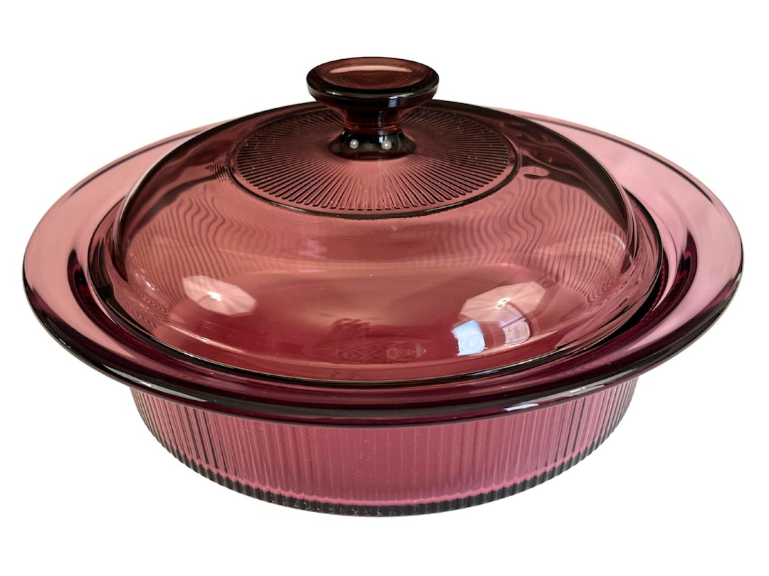 Vintage Visions Covered Casserole Dish - 1.5 Qt, Cranberry Color, 10.5 ...