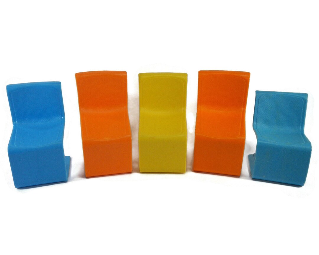 Vintage Barbie Townhouse Chairs - Set of 5, Mattel, 1973, Orange, Blue ...