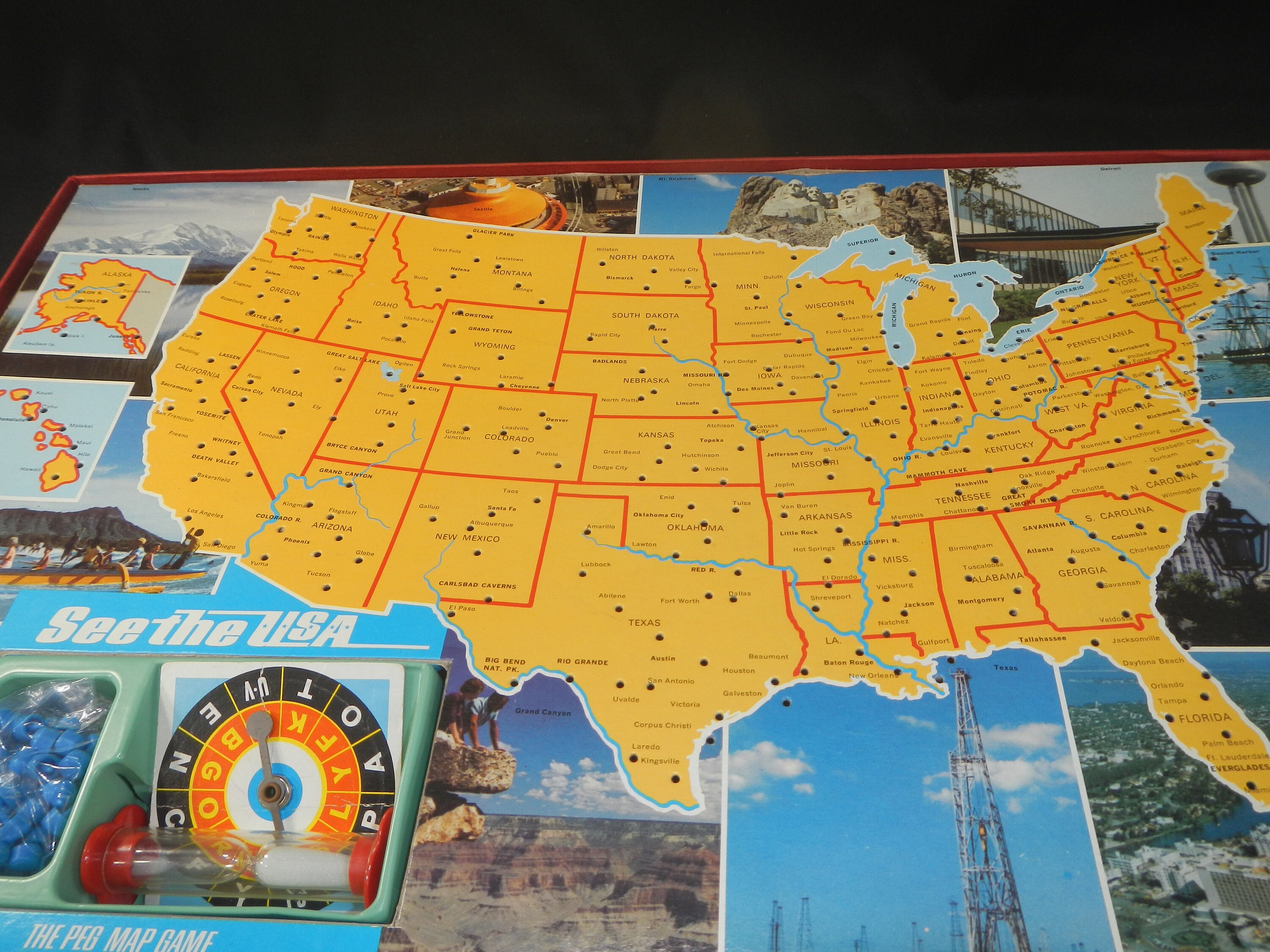 Vintage See the USA Peg Map Board Game - Cadaco, #257, 1968, 2-6 ...