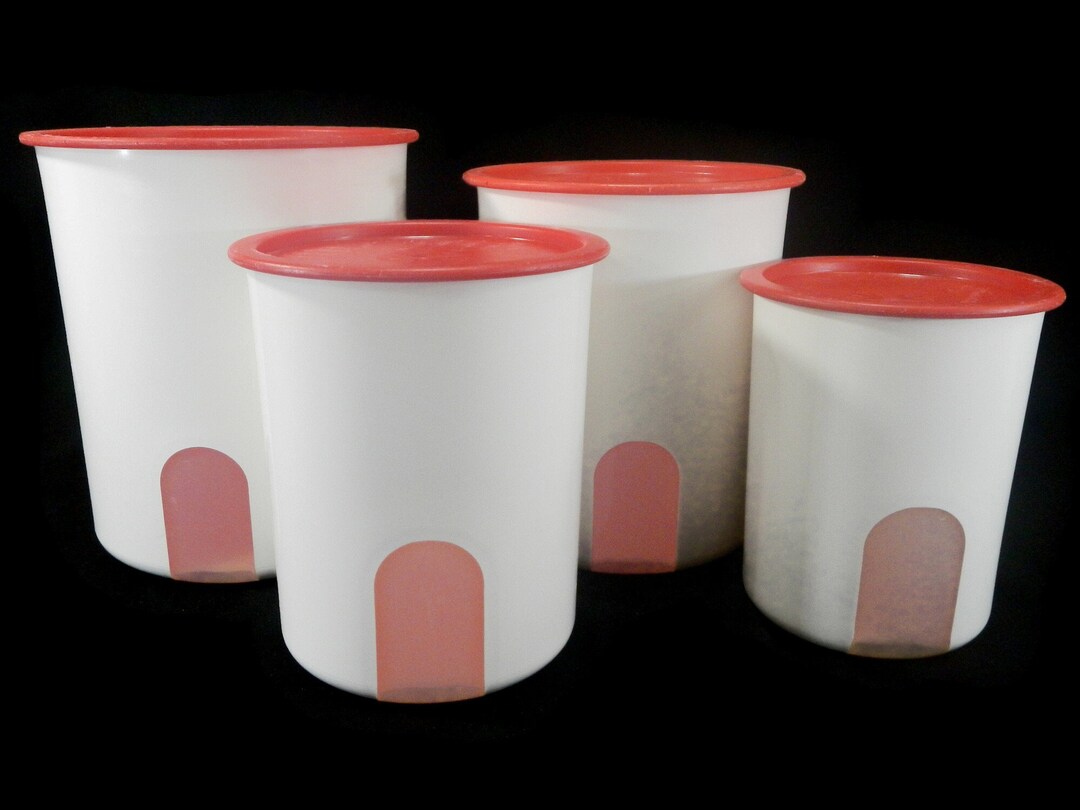 Vintage Tupperware One Touch Canisters Lids Set of 4 White - Etsy