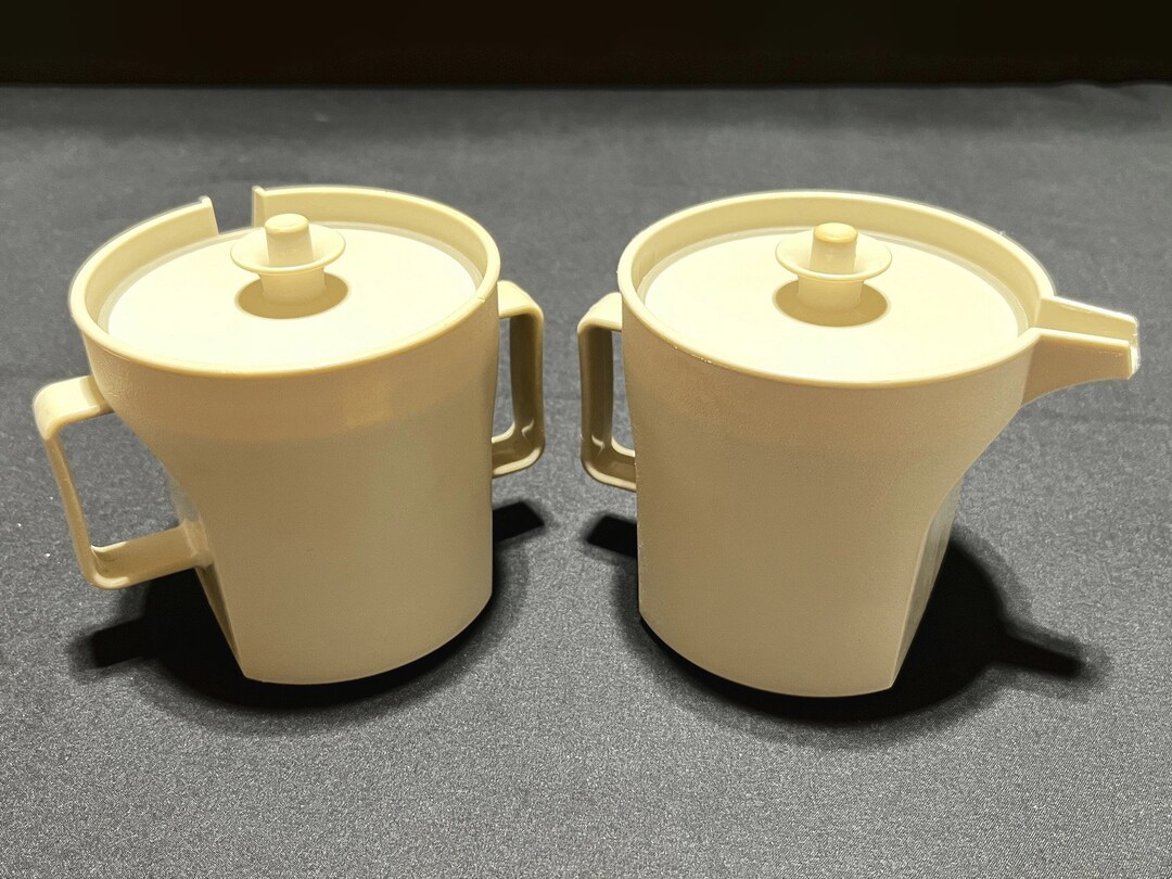 Vintage Tupperware Sugar & Creamer Set Almond Base Lid - Etsy