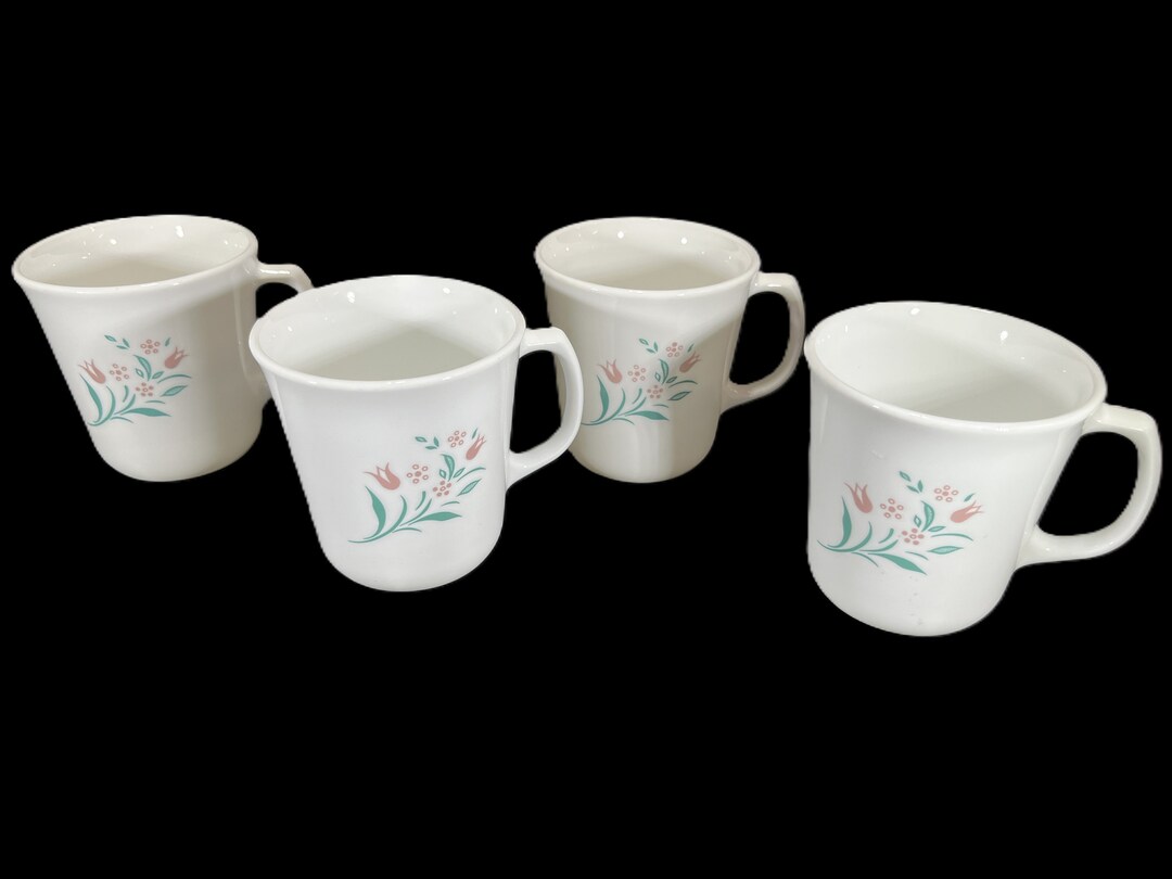 Vintage Corelle Rosemarie Mugs, Cups - Set of 4, 1990s, Mauve Tulip ...