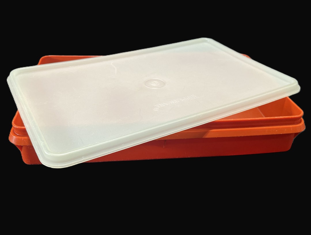 Vintage Tupperware Bacon Keeper Container, Lid - Paprika Bottom, Sheer ...