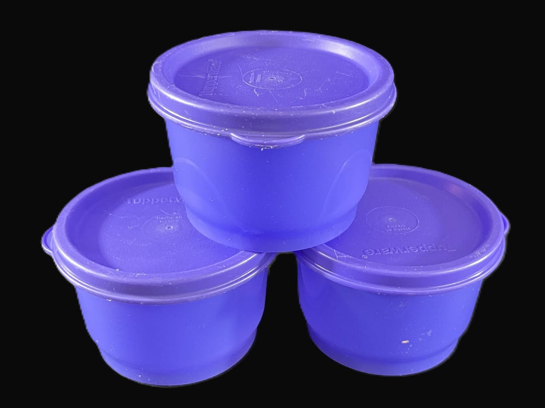 Vintage Tupperware Snack Cups With Lids, Set of 3 - Purple, Sheer Lids ...