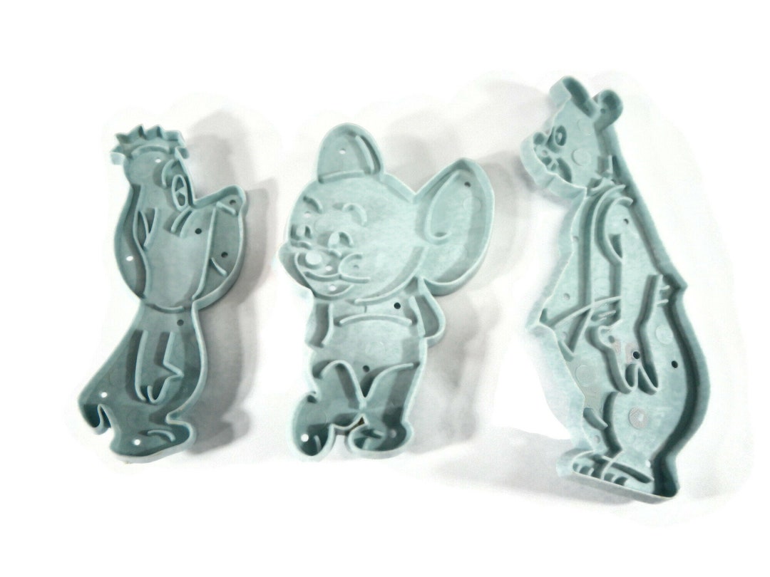 Vintage Set of 3 Loew's Cookie Cutters 1956, Droopy Dog, Jerry, Barney ...