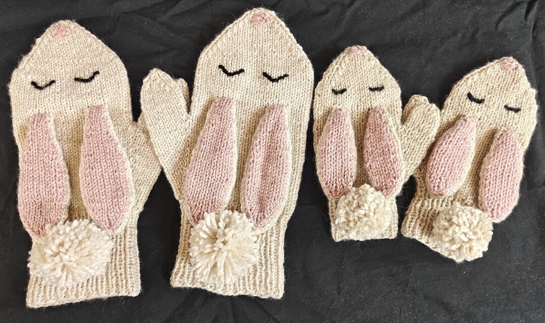 Bunny Mittens Knitting Pattern, Sizes 2 Years to Adult XL - Etsy