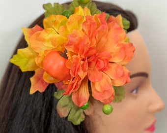 Pumpkin Hair Flower Clip Halloween Cottagecore Hairpiece Autumn Fall ...