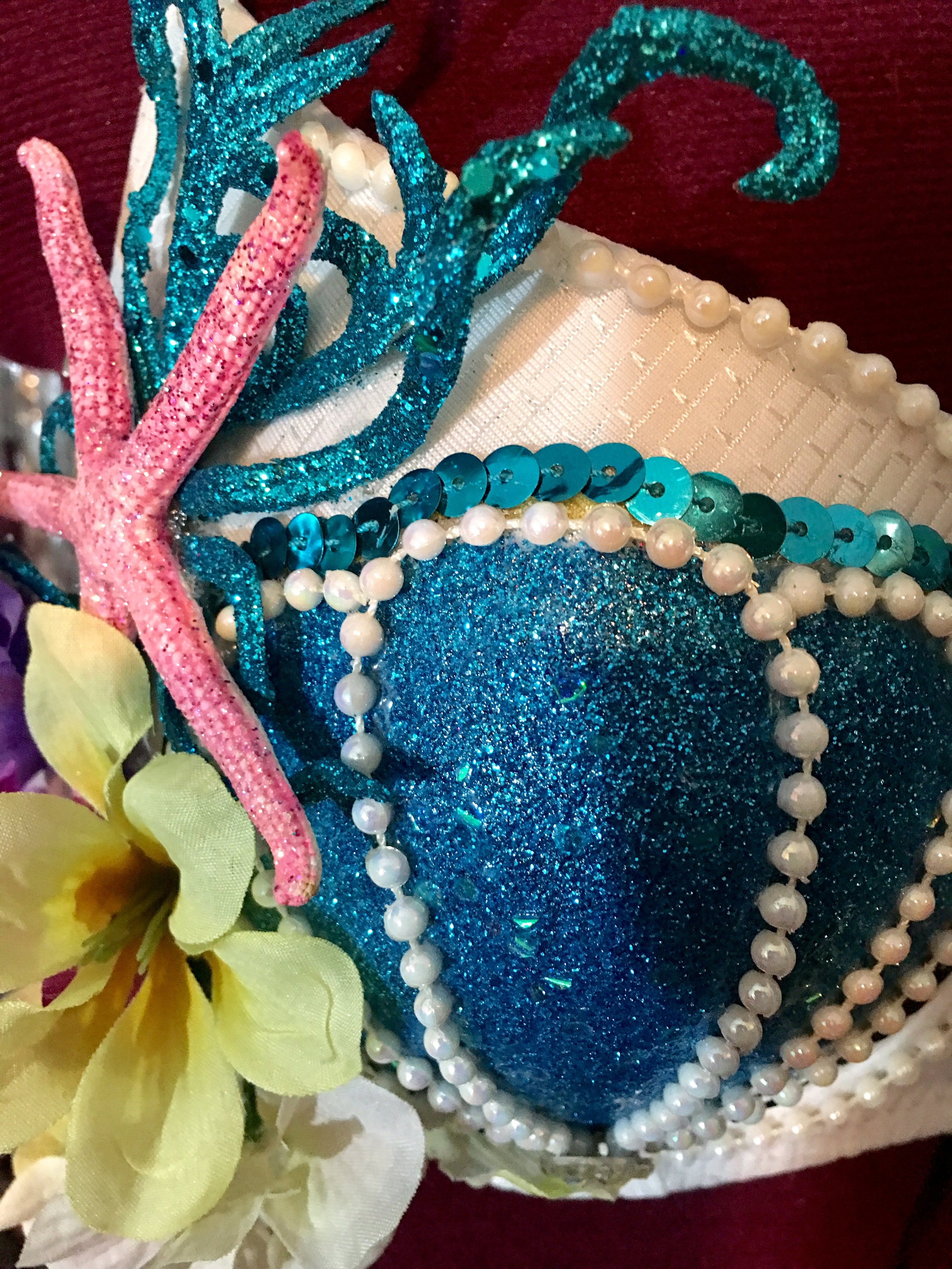 Custom Order: Mermaid Glitter Shell and Floral Starfish Accent | Etsy