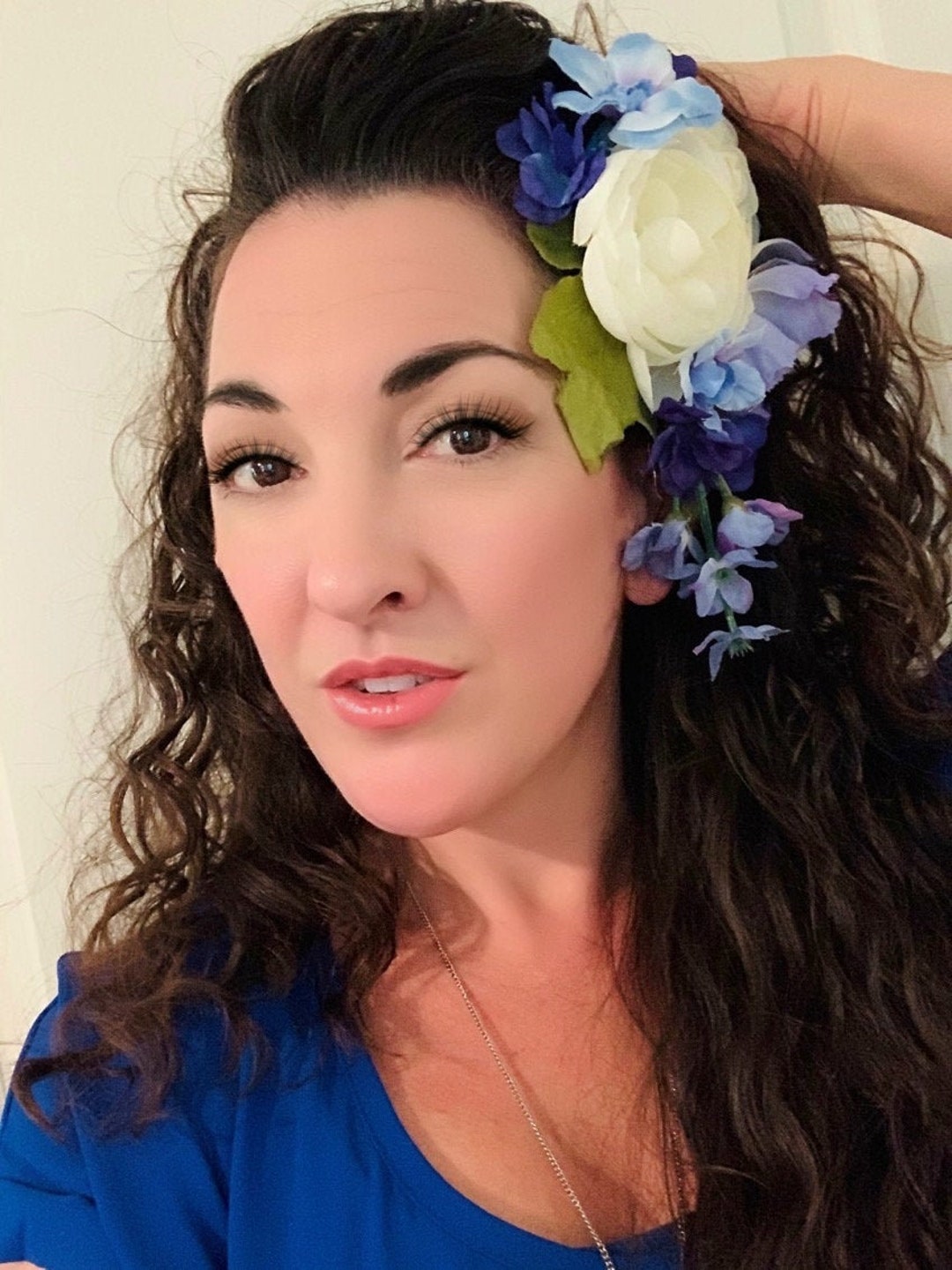 White Blue Purple Pinup Burlesque Flower Hair Clip - Etsy