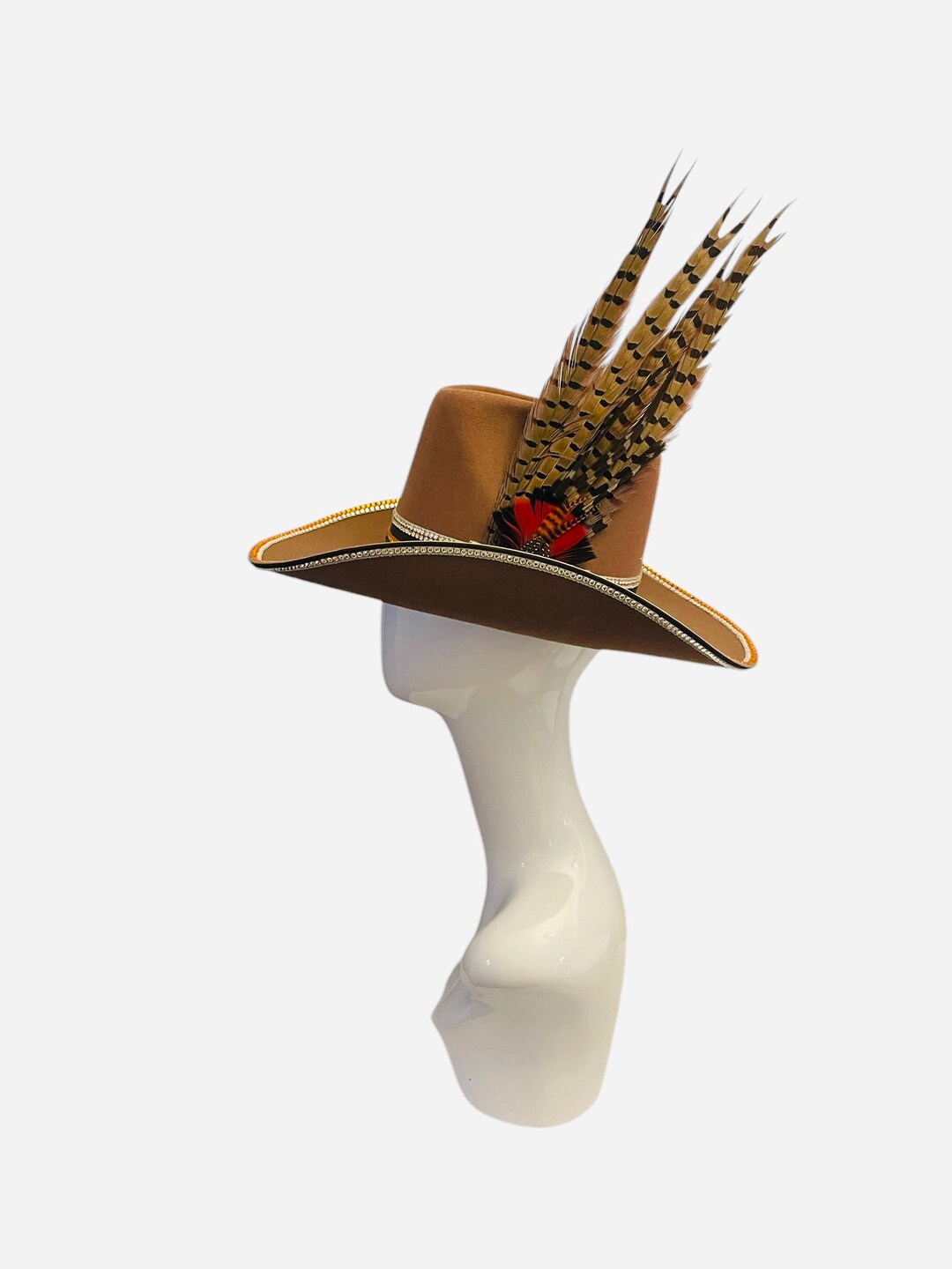 Vintage Western Brown Cowboy Hat Embellished With Swarovski Crystals - Etsy