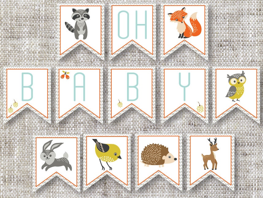 Custom Woodland Animals Mix and Match Banner With Fun Retro Patterns ...