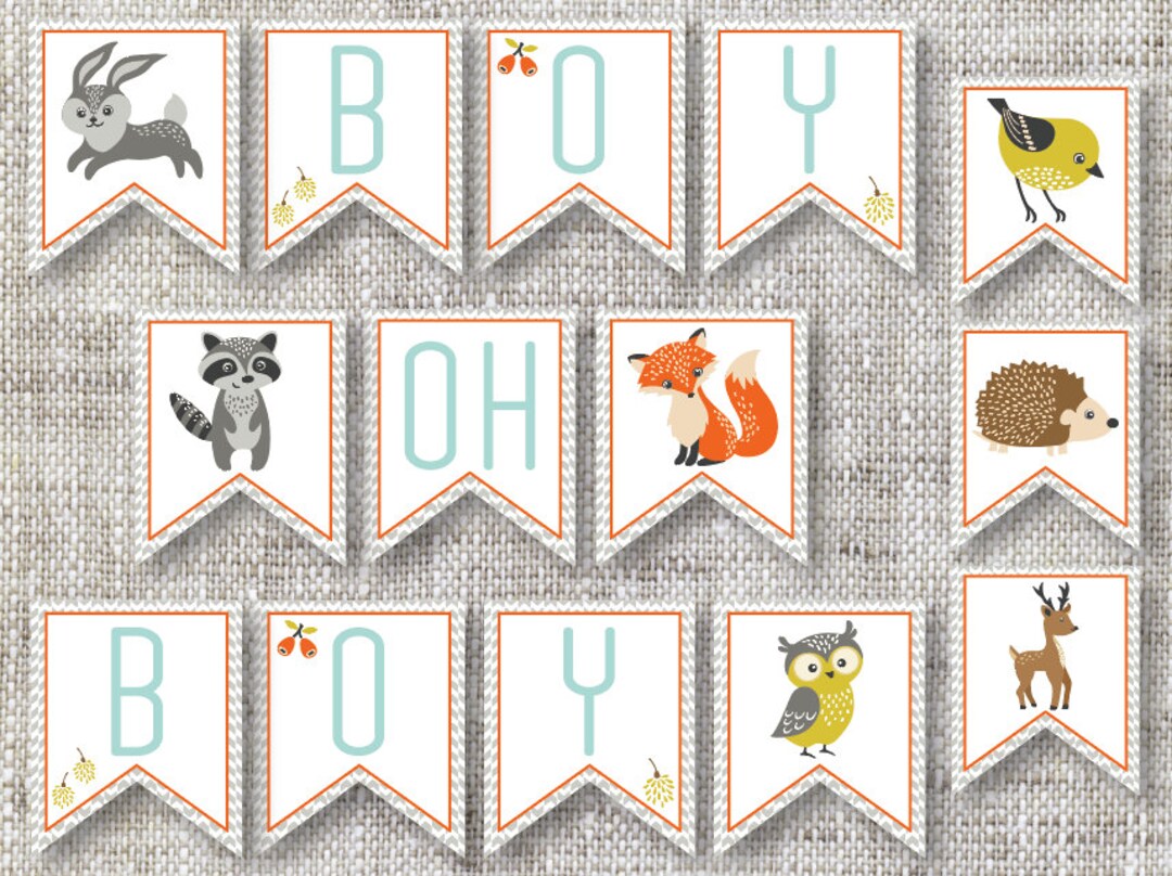 Custom Woodland Animals Mix and Match Banner With Fun Retro Patterns ...