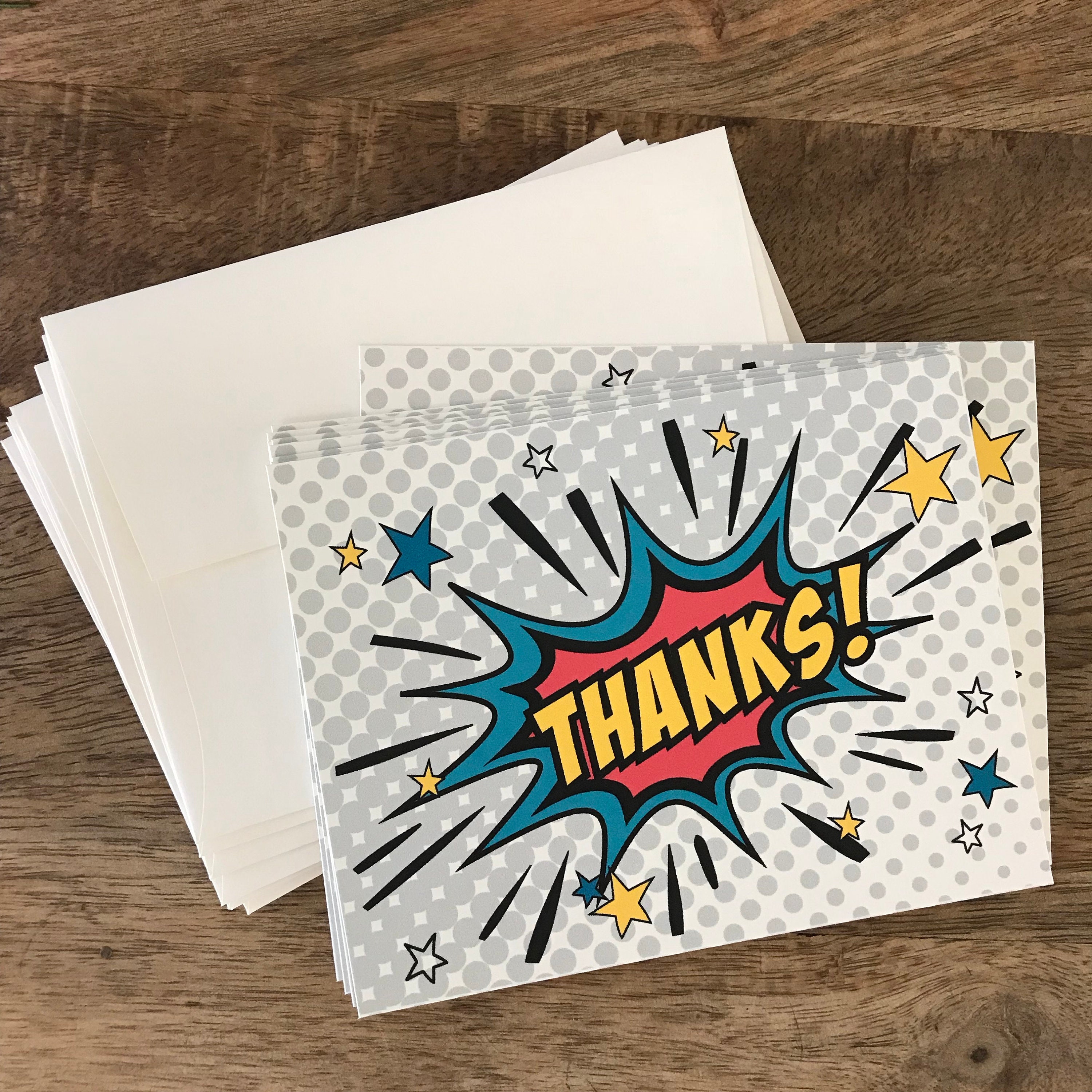 Super Hero Thank You Notes With Halftone, Retro and Comic Book Accents ...