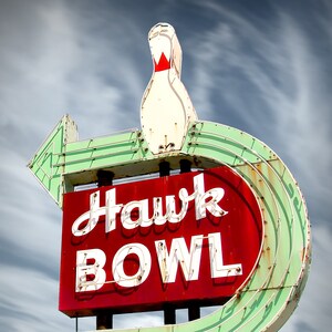 Hawk Bowl Lounge Vintage Neon Sign: Whitewater Wisconsin Googie Decor ...