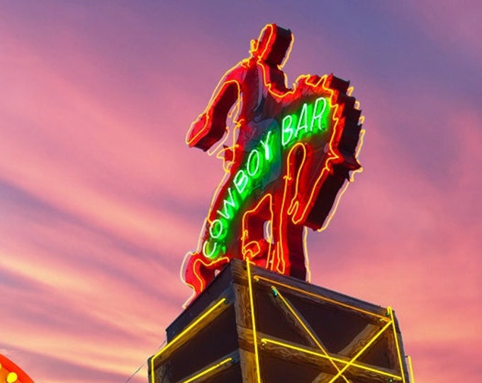 Wyoming Cowboy Bar Sign Photograph, Bar Wall Decor, Man Cave Gift ...