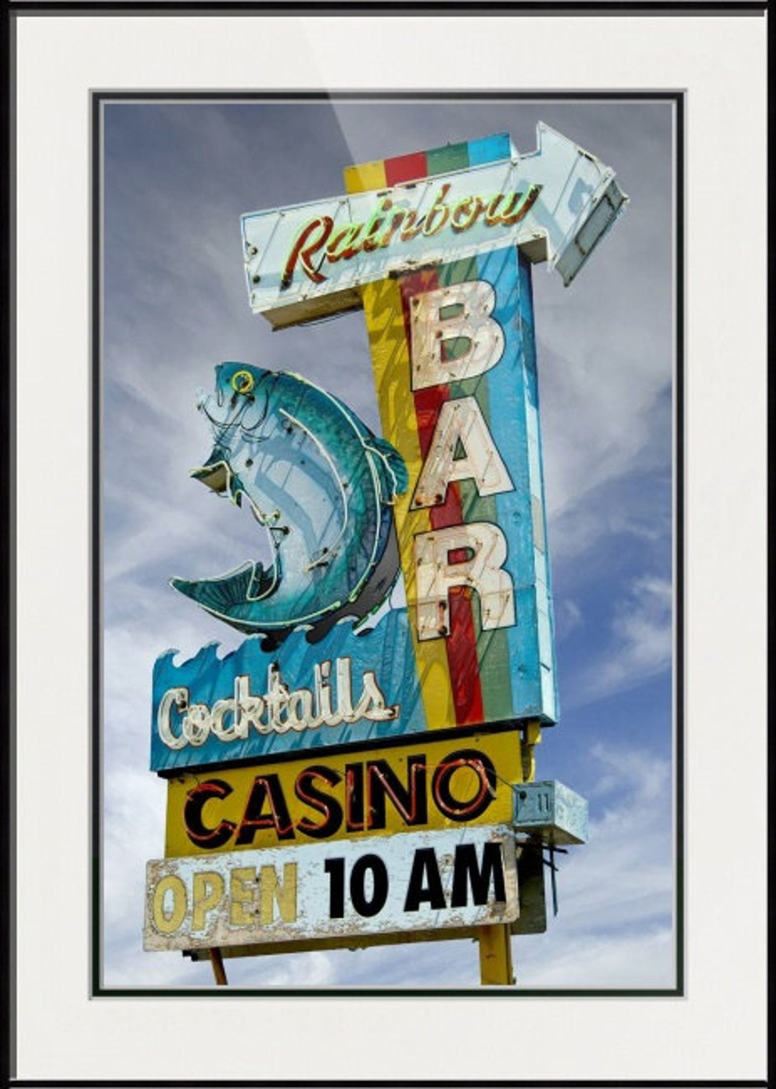 Rainbow Bar Casino Retro Roadside Bar Vintage Neon Sign Restaurant ...